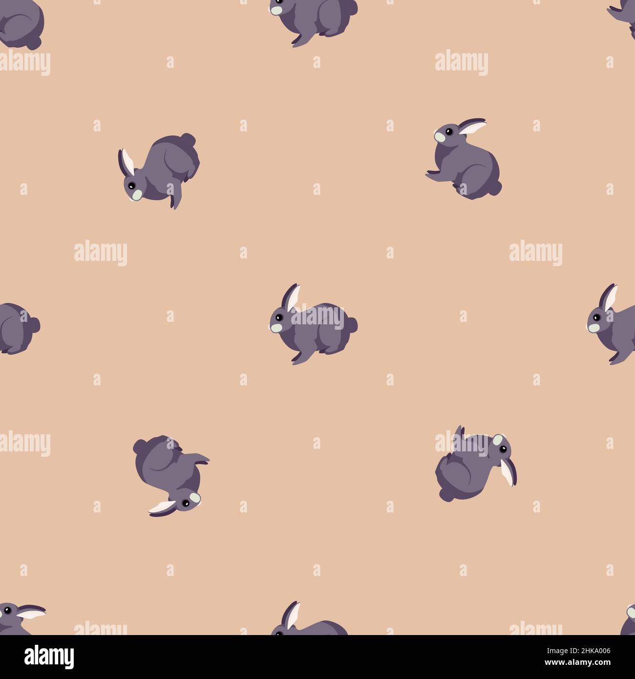 Seamless pattern of rabbit. Domestic animals on colorful background ...