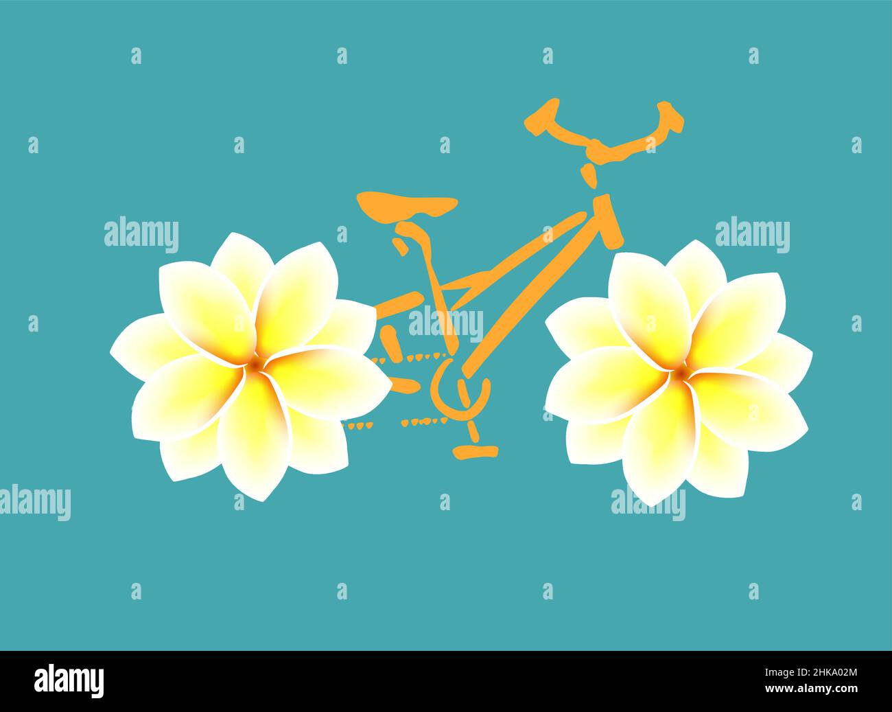 A simple stylized bicycle with flowers . Vector illustration Stock ...