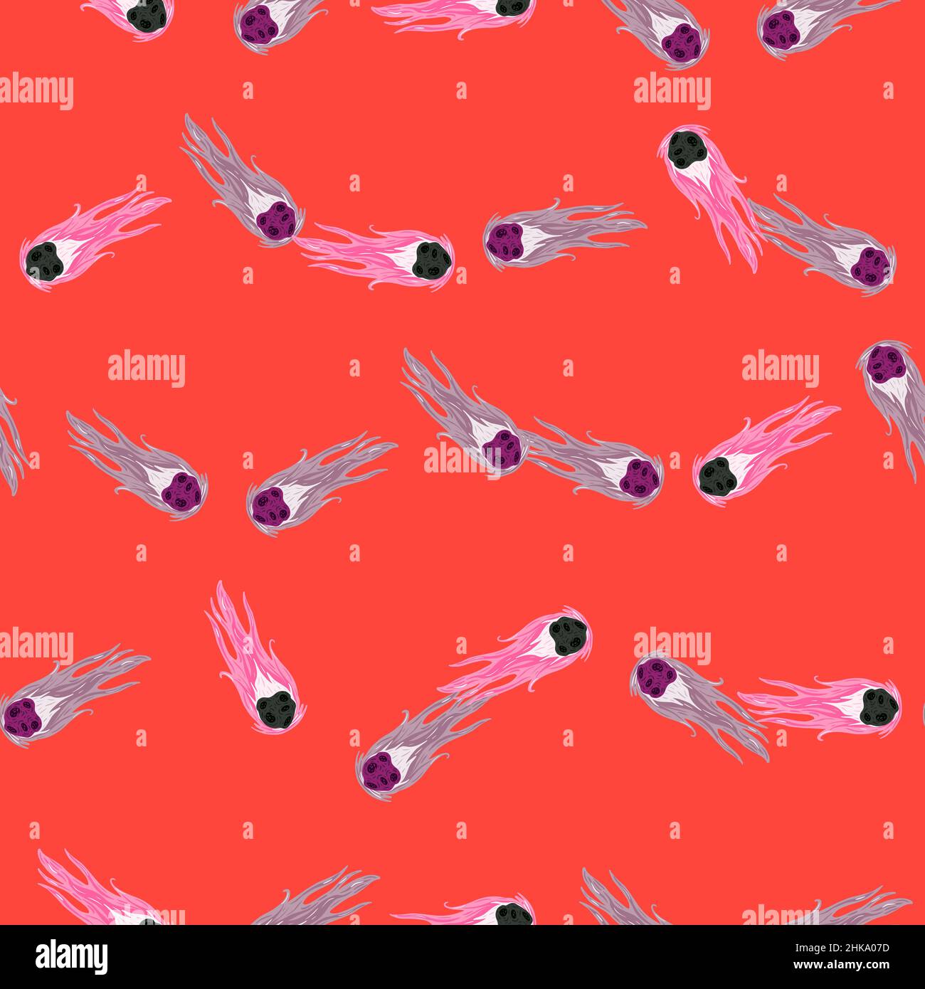 Comet fly seamless pattern. Design meteorite rain . Repeated texture in ...