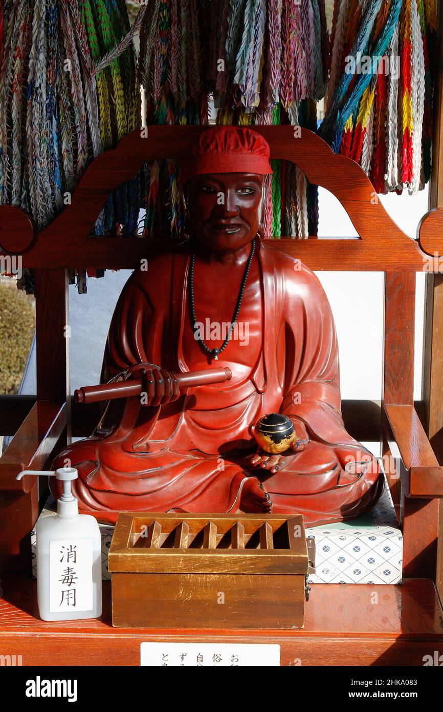 Iida, nagano, japan, 2022/03/02 , Statue of Binzuru (Pindola Bharadvaja ...