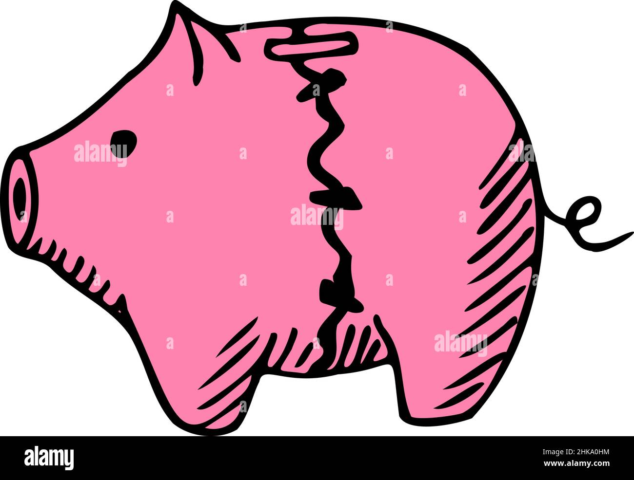 Glued Piggy bank isolated on white background. Repaired box for safe ...