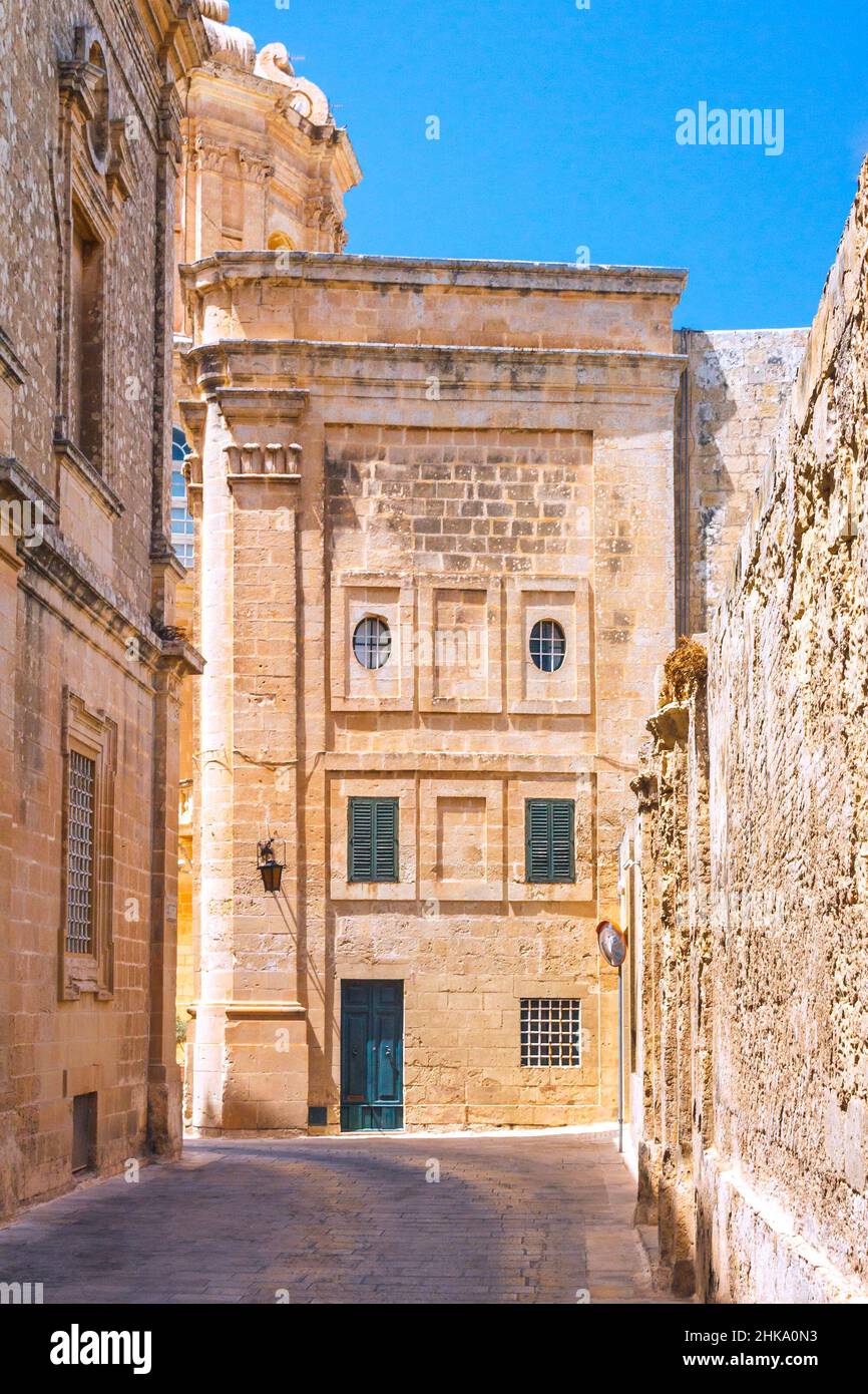 The historic street and architecture of the Medieval Town Mdina in the ...