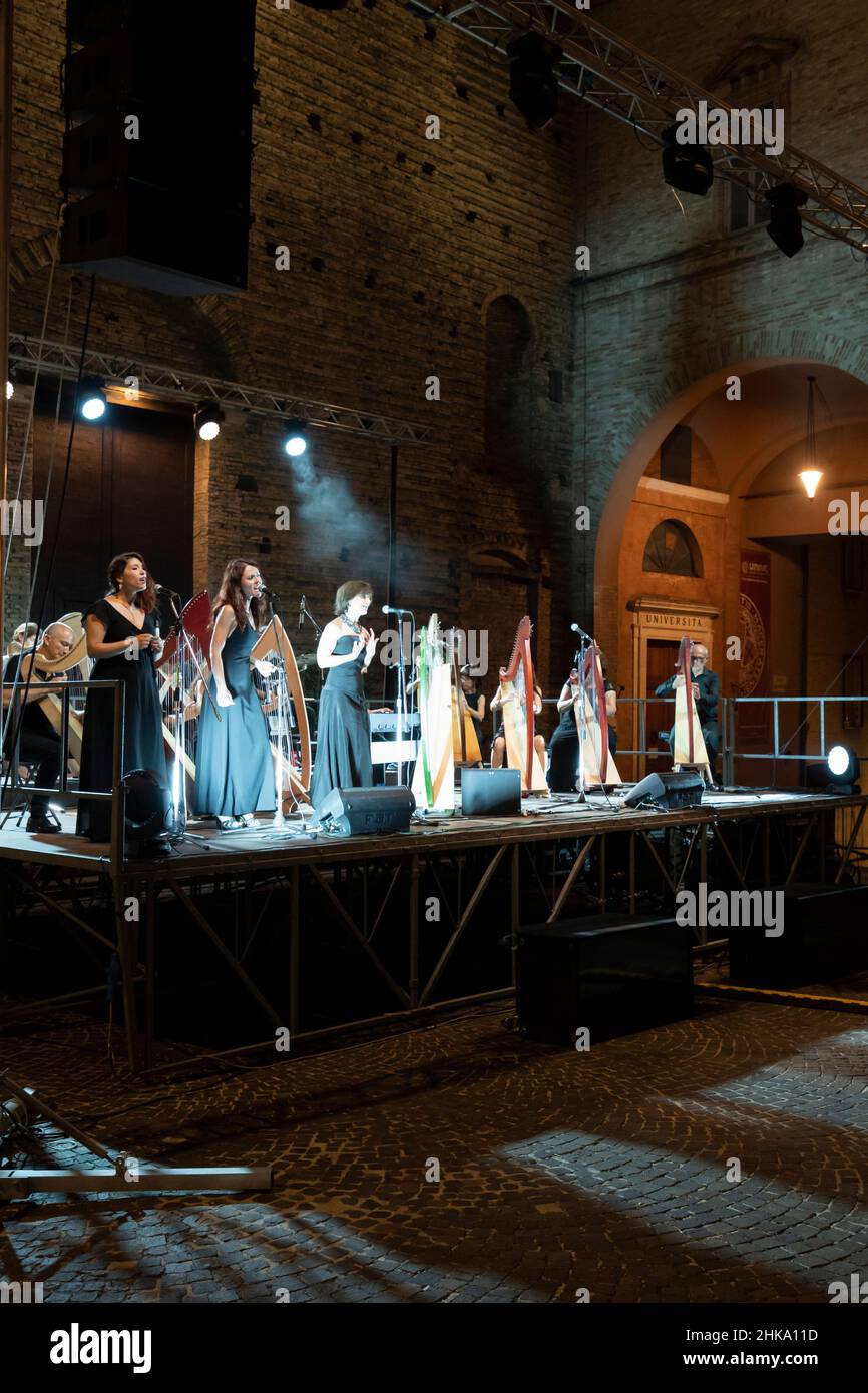 Piazza della Liberta’ square, Night of the Opera 2020, Macerata, Marche ...