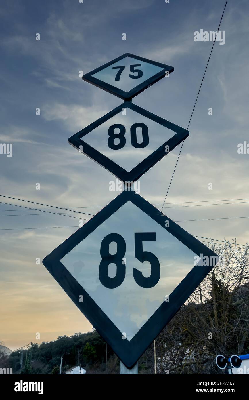 train speed limit signal Stock Photo - Alamy