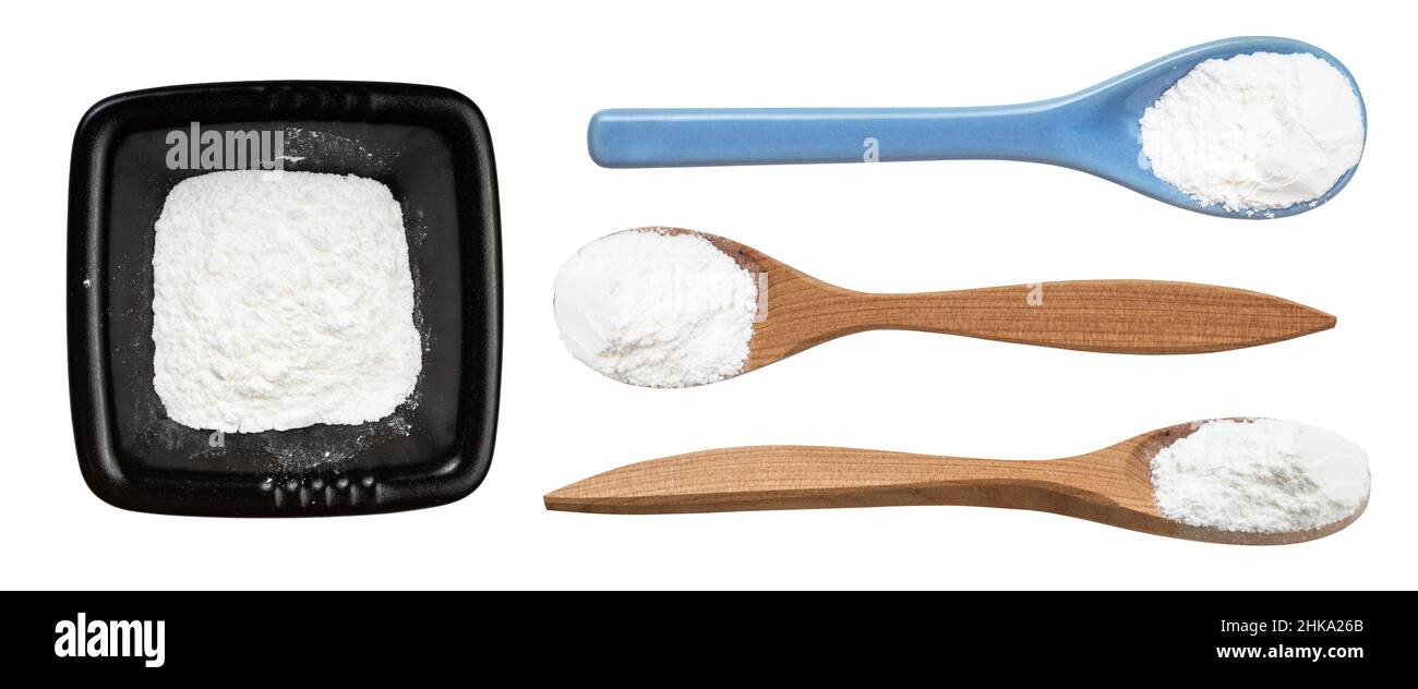 set of various baking powder isolated on white background Stock Photo ...