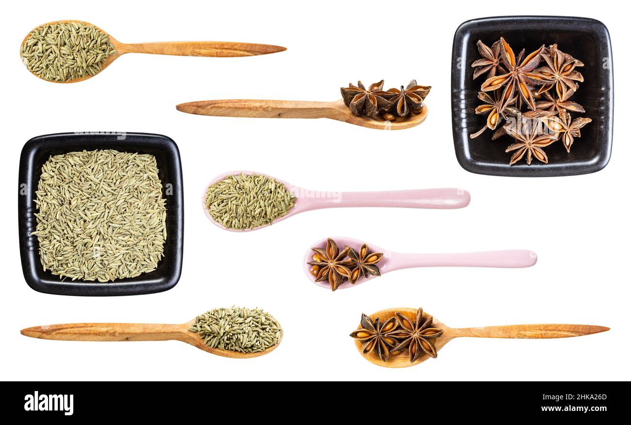 set of various anise spices isolated on white background Stock Photo ...