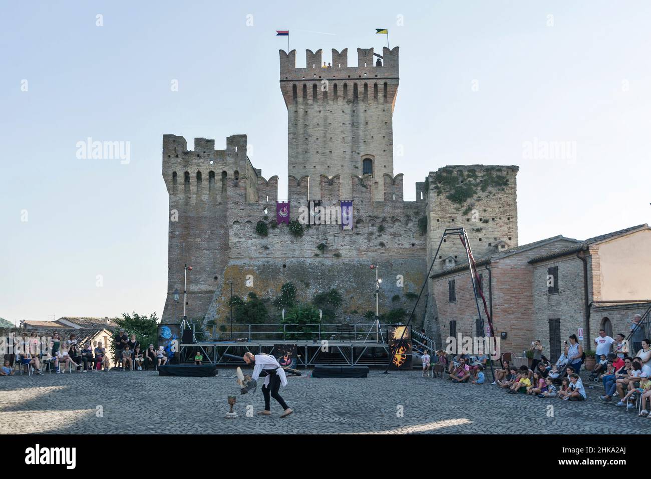 Medieval festivals, Old Town, Castle, Falconry show, Offagna, Marche ...