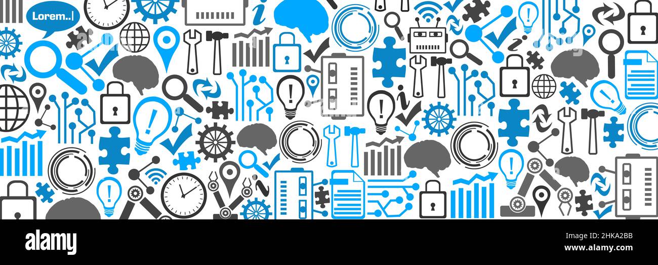 Technology Blue Grey Symbols Texture Horizontal Stock Photo - Alamy