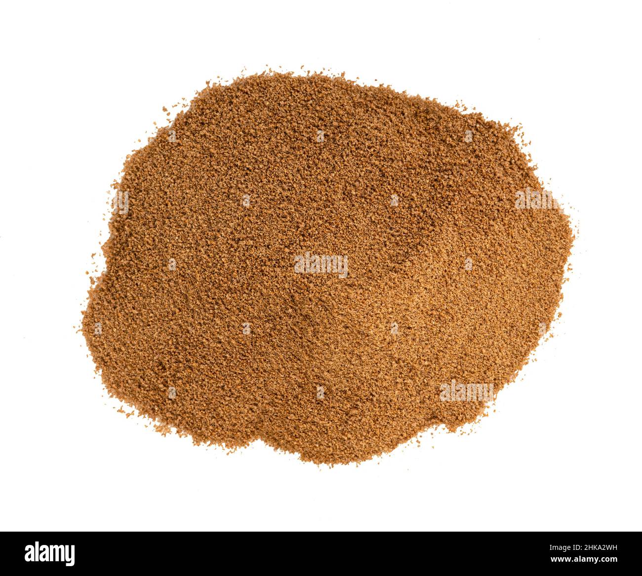 top view of pile of soluble ground roasted chicory root powder isolated ...
