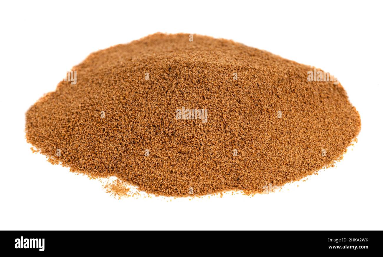 pile of soluble ground roasted chicory root powder isolated on white ...