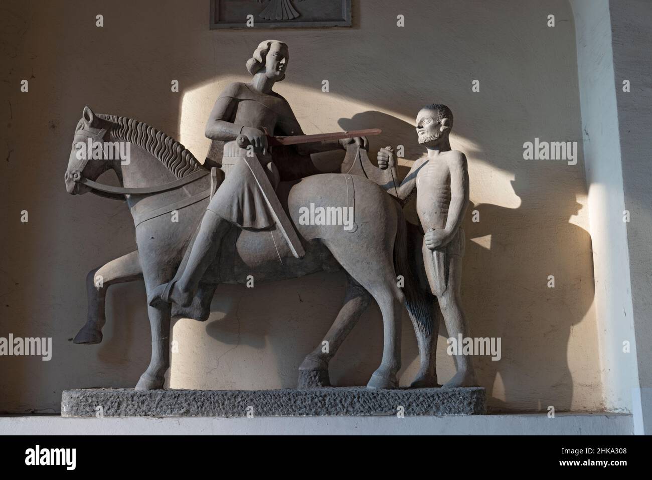 Italy, Lombardy, Treviglio, City Hall, San Martino Statue Stock Photo ...