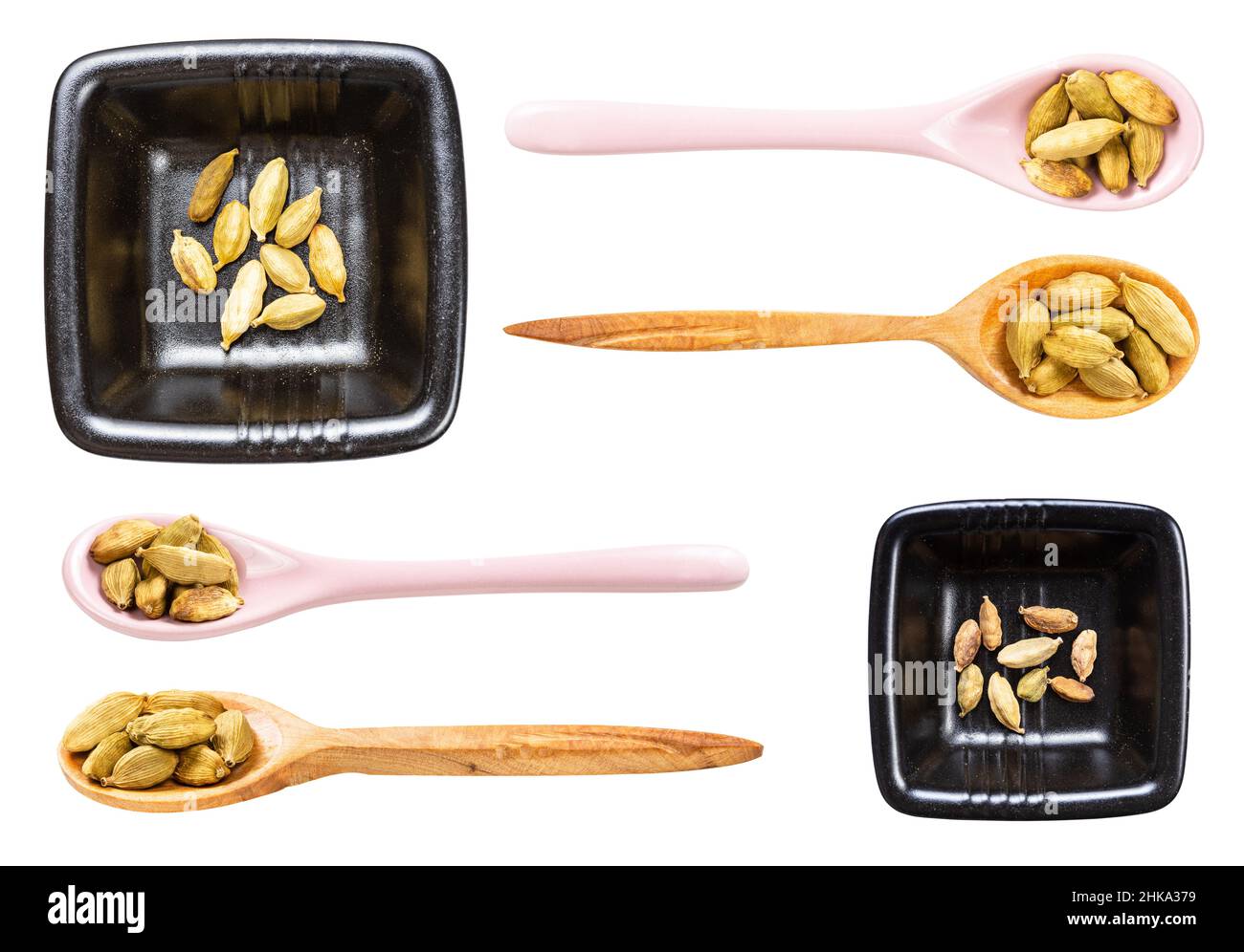 set of various cardamom seeds isolated on white background Stock Photo ...