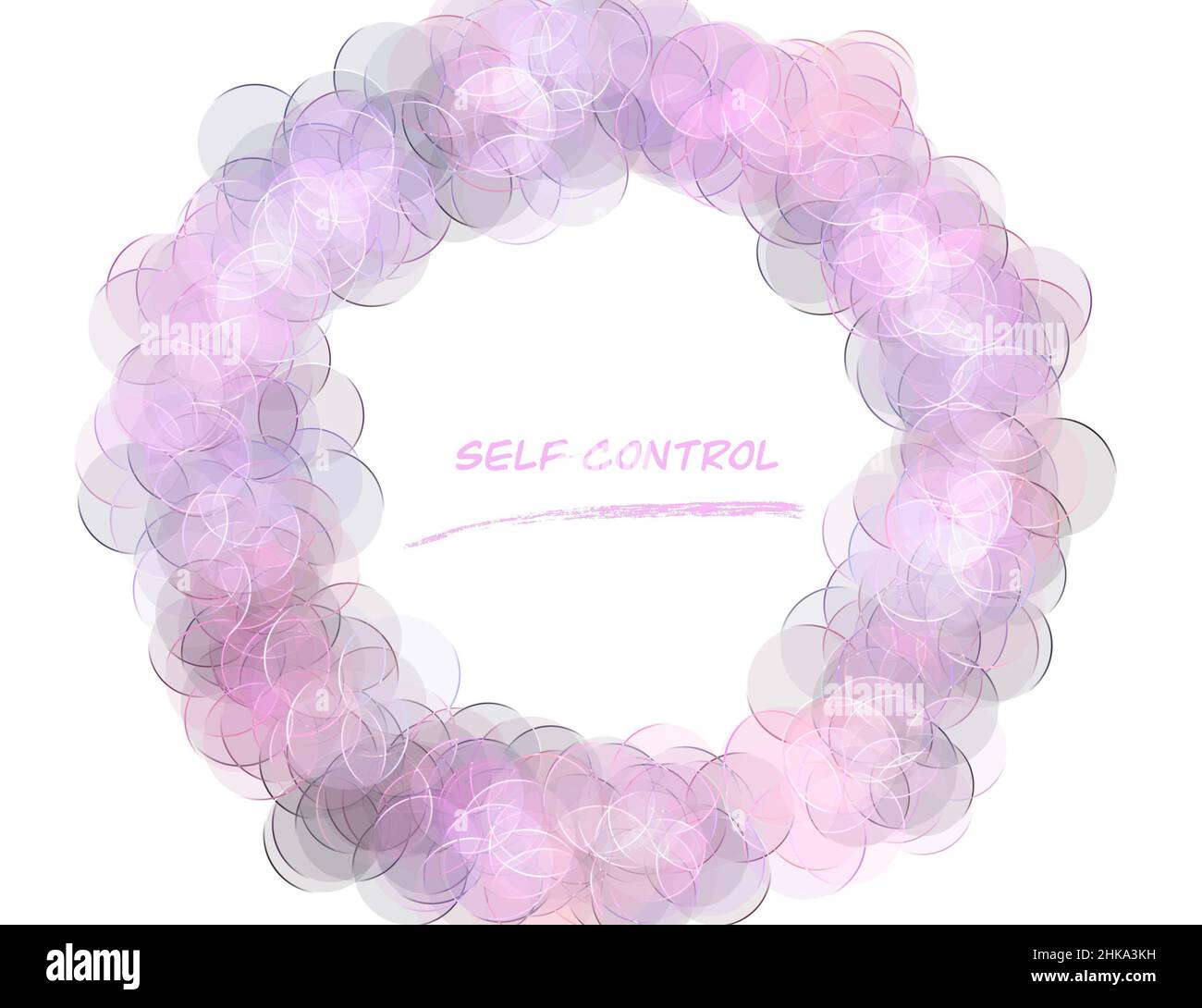 Abstract illustration of a circle made up of many pastel pink and lilac ...