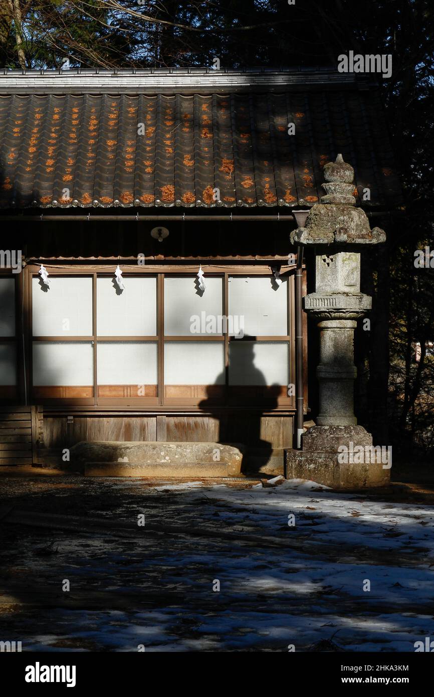 Iida, nagano, japan, 2022/03/02 , Omi Jinja, or Omi shrine. It is a ...