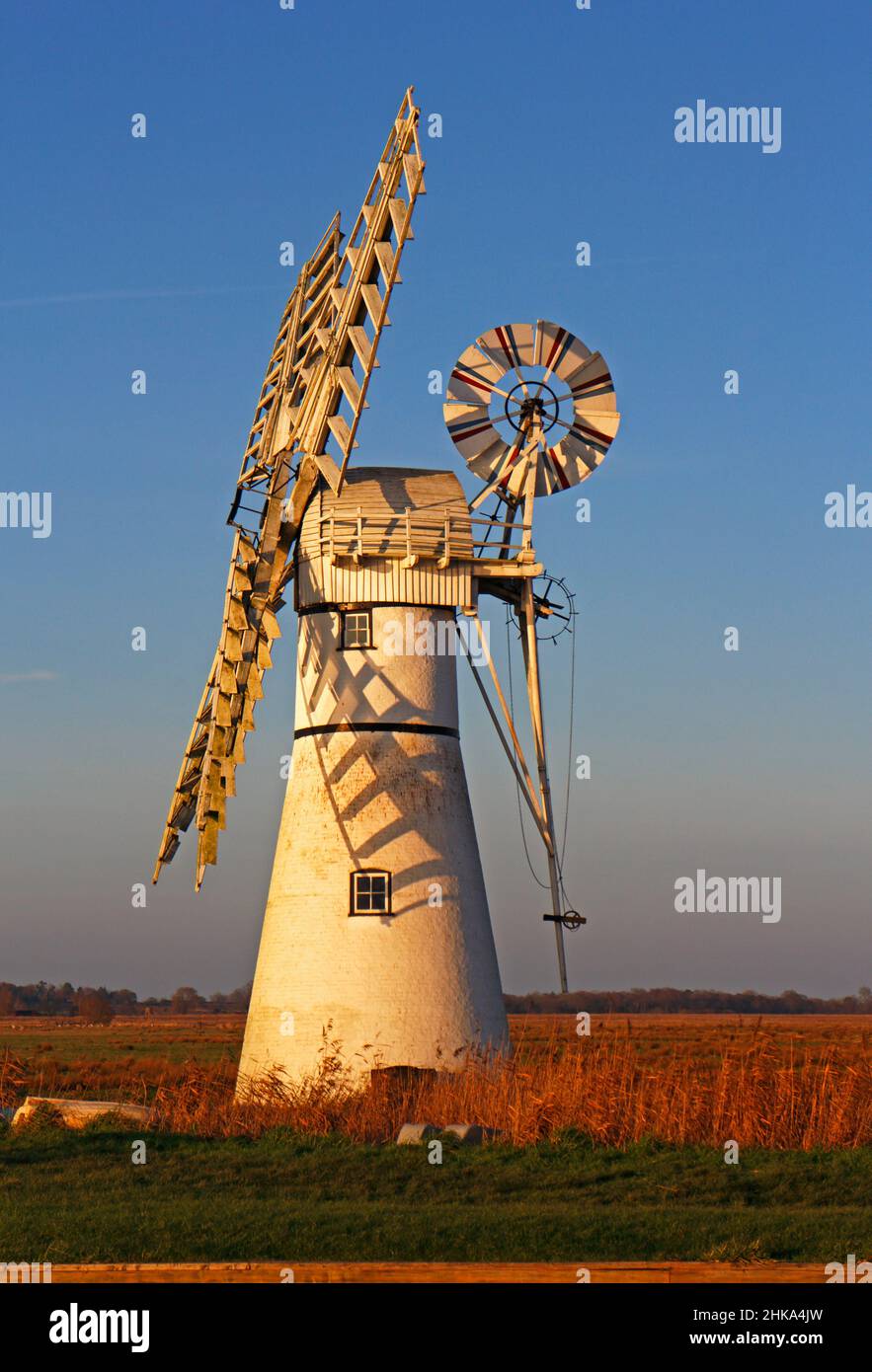 A portrait of Thurne Dyke Drainage Mill by the River Thurne on the ...