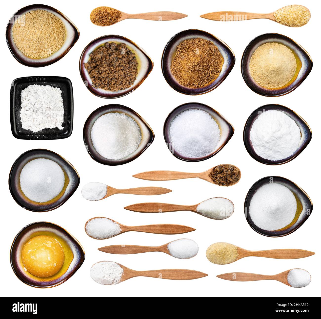 set of various sugars and sweeteners isolated on white background Stock ...