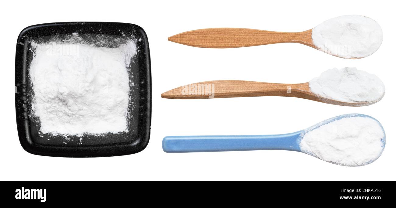 set of potato starch isolated on white background Stock Photo - Alamy