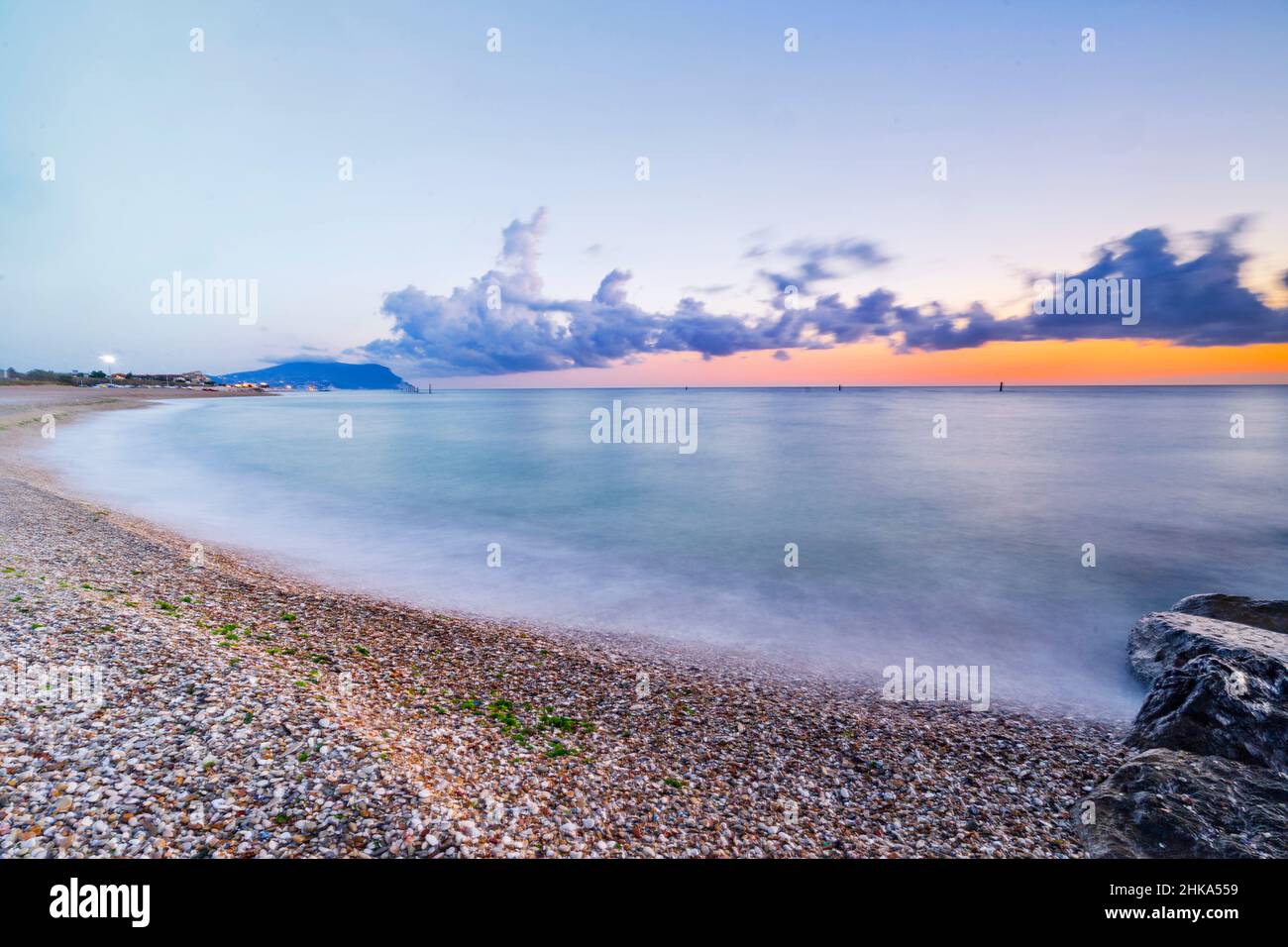 Seascape, Sunrise, Beach of Porto Recanati, Marche, Italy, Europe Stock ...