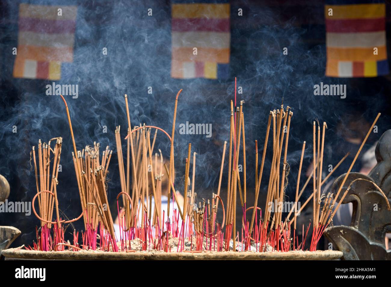 Incense sticks burning at a temple in the Thien Mu Pagoda Complex on ...