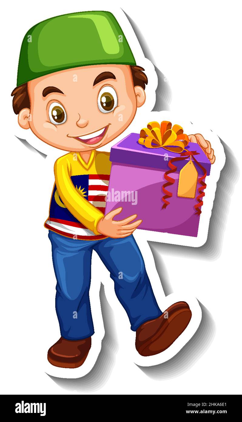 Boy holding gift in Cut Out Stock Images & Pictures - Alamy