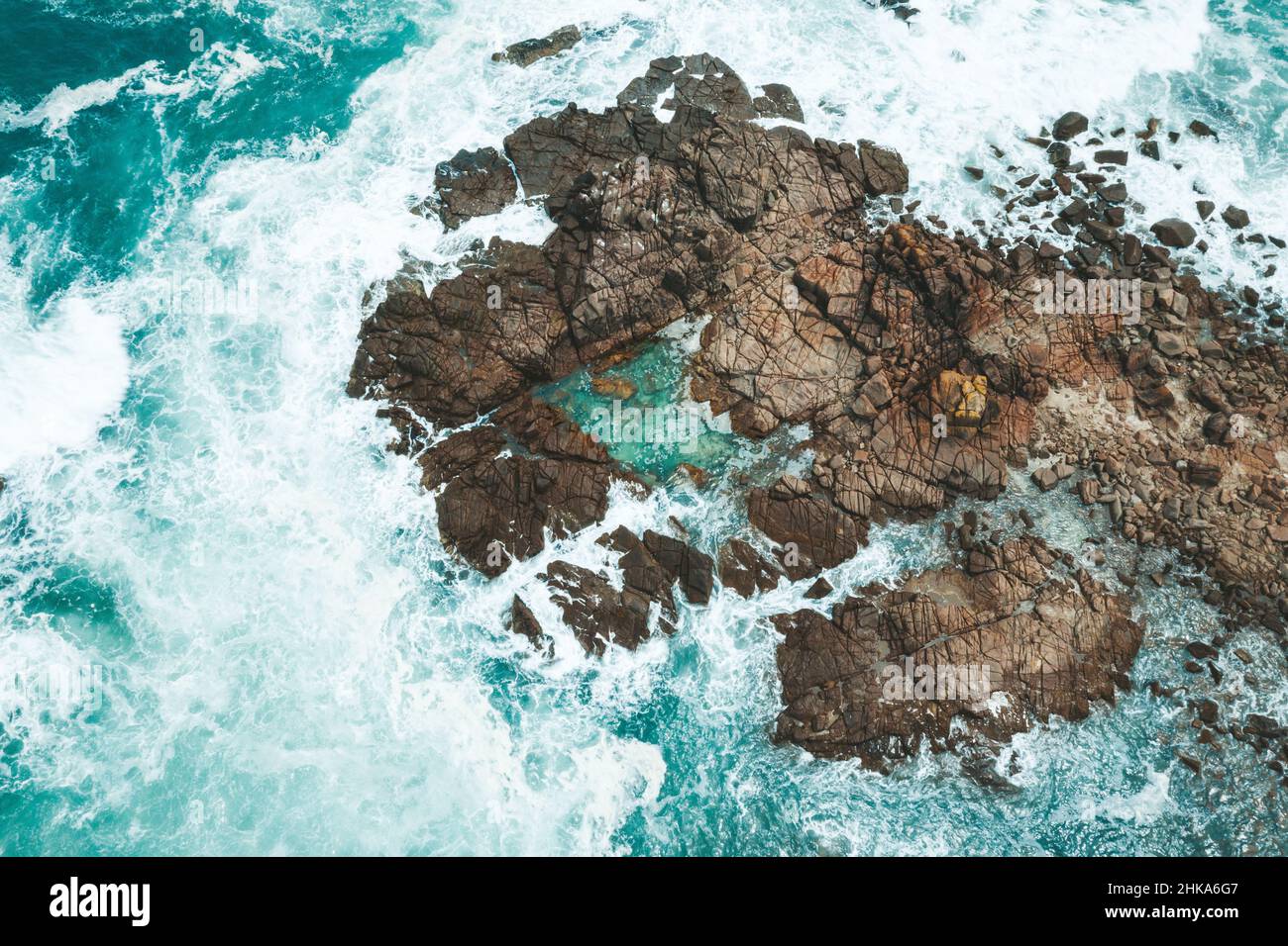 Aerial rocky coast waves hi-res stock photography and images - Alamy