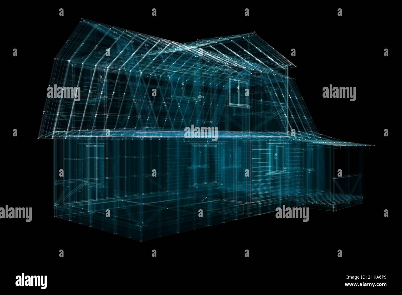 3D Digital house of particles Stock Photo - Alamy