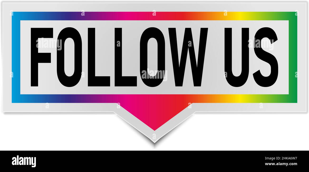 Follow us label colorful background with color shadow. Social media ...