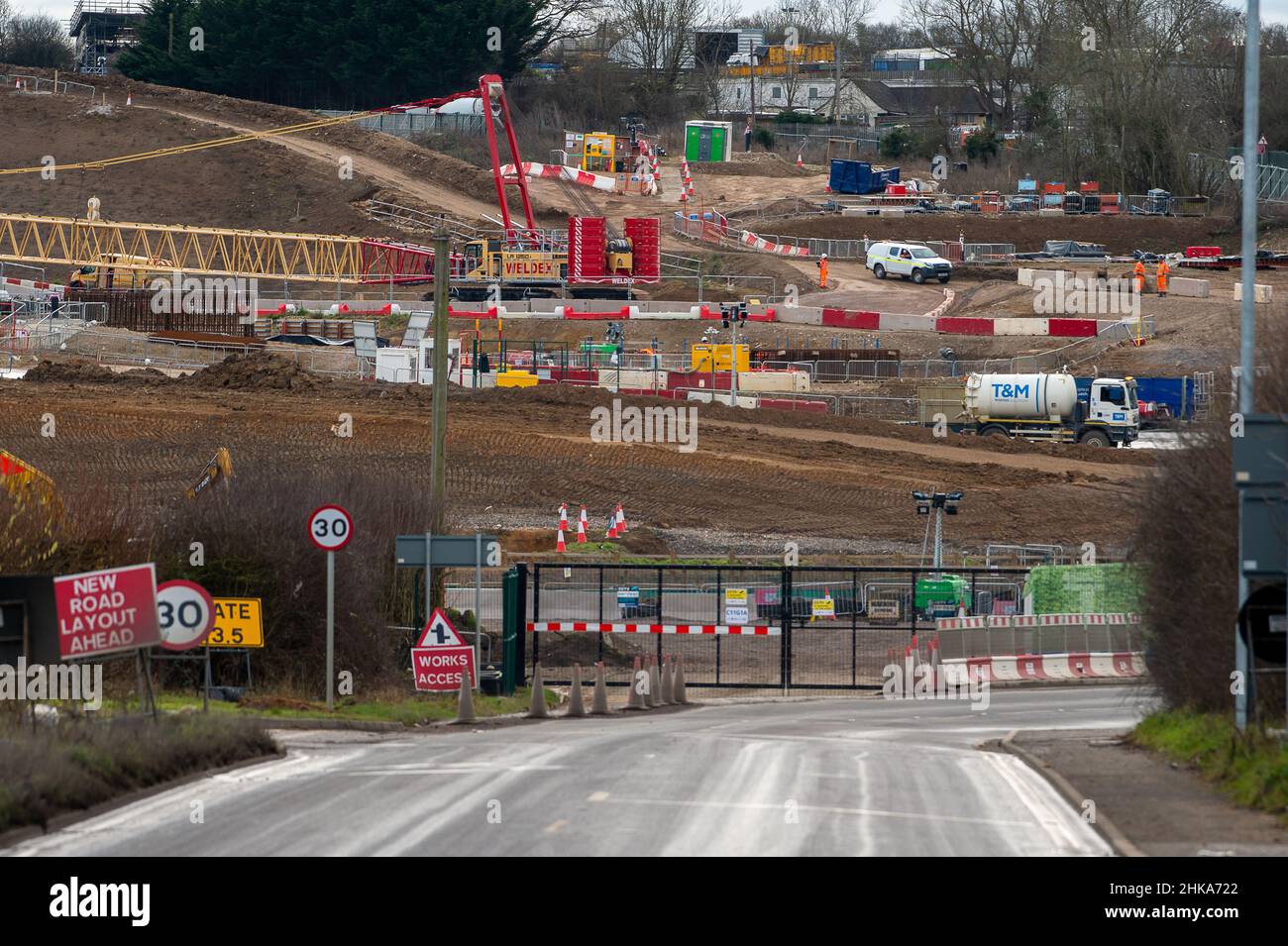 Harefield, Uxbridge, UK. 2nd February, 2022. HS2 construction work is continuing at the huge ...