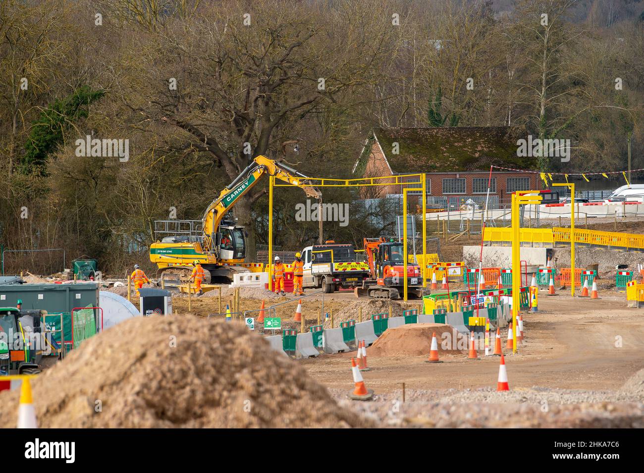 Harefield, Uxbridge, UK. 2nd February, 2022. HS2 construction work is continuing at the huge ...