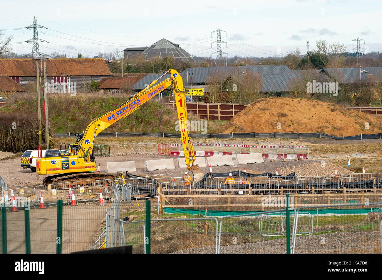 Harefield, Uxbridge, UK. 2nd February, 2022. HS2 construction work is continuing at the huge ...