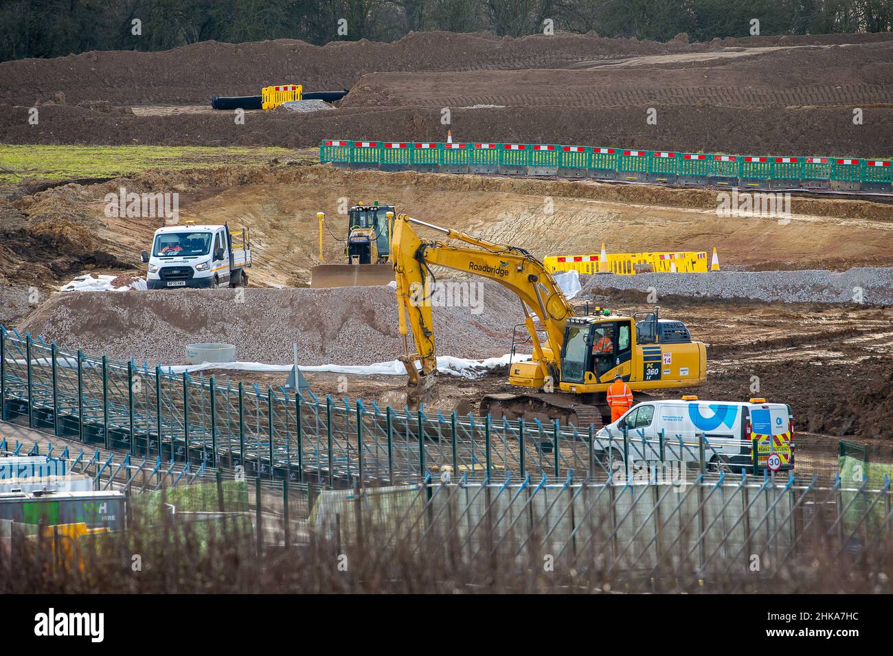 Harefield, Uxbridge, UK. 2nd February, 2022. HS2 construction work is continuing at the huge ...