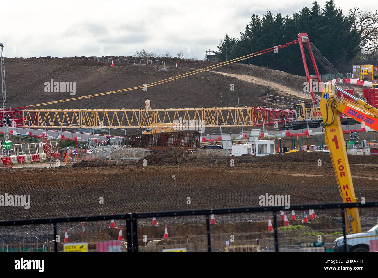 Harefield, Uxbridge, UK. 2nd February, 2022. HS2 construction work is continuing at the huge ...