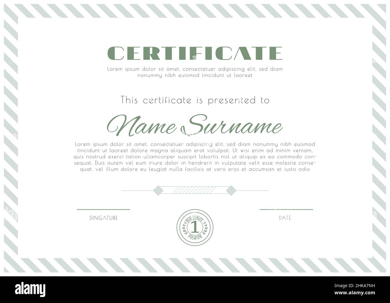Green striped simple frame. Blank certificate. Business modern design ...