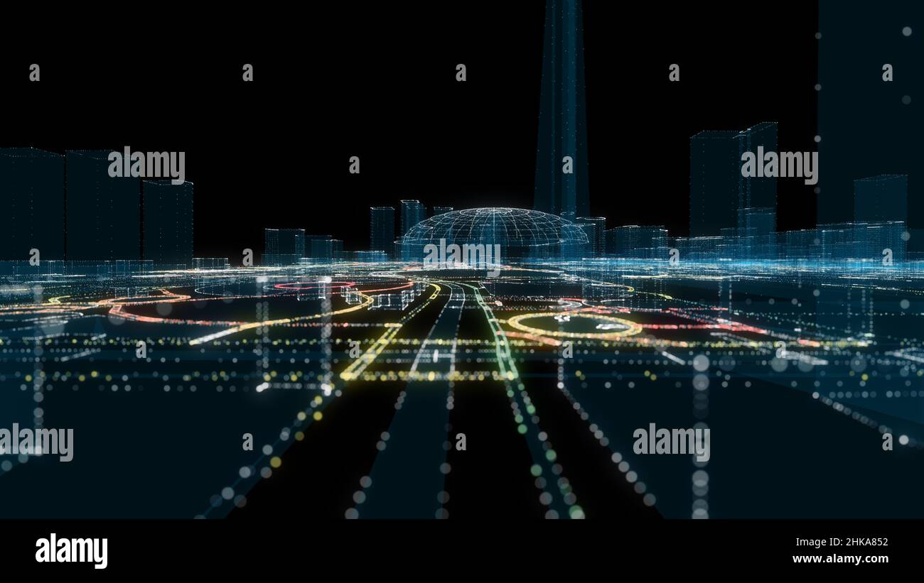 Futuristic Smart Digital City. Smart City And Technology Business ...