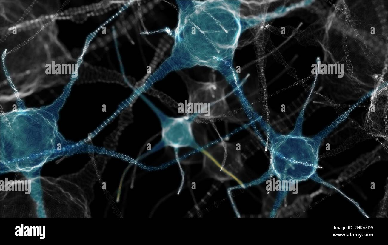 Neuronal network of neuron cells. 3D illustration Stock Photo - Alamy