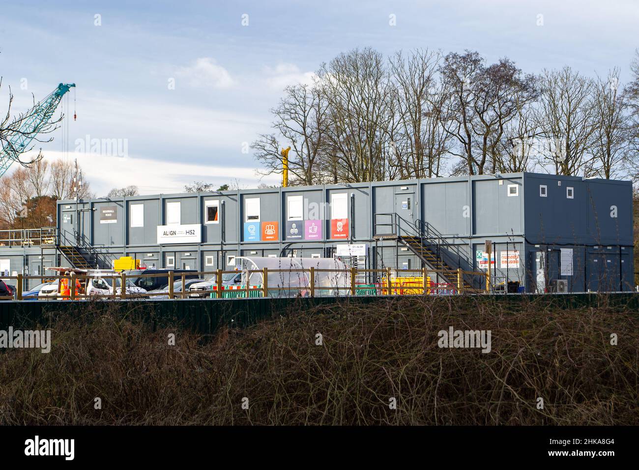 Harefield, Uxbridge, UK. 2nd February, 2022. One of the many HS2 office ...