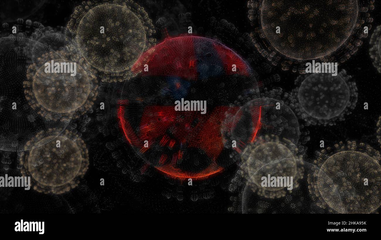 Close-up of virus under microscope, SARS-CoV-2 COVID-19 or NeoCoV Stock ...