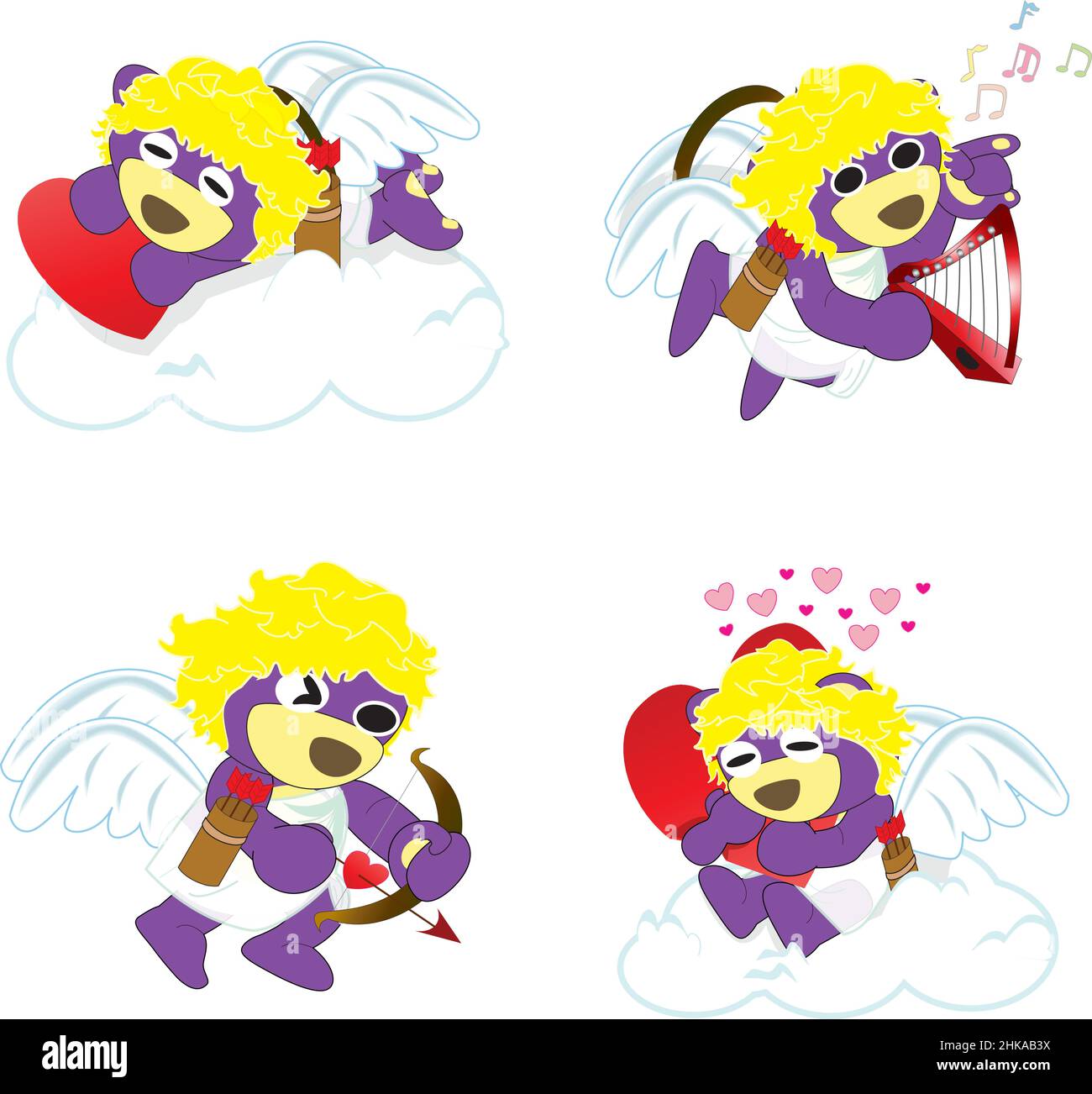 Mr.Purple bear is a cupid stickers set 2,Valentine's day set Stock ...
