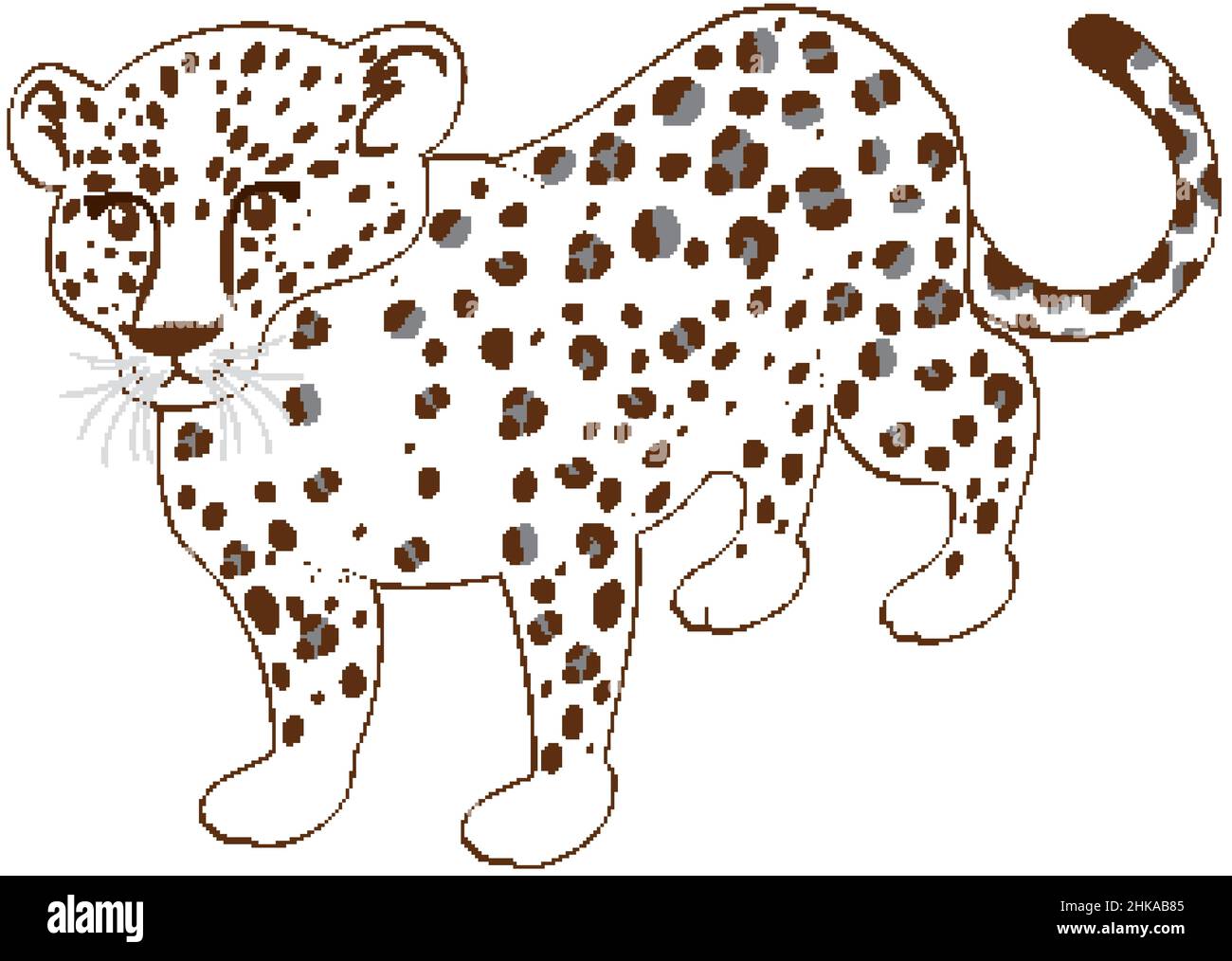 Leopard in doodle simple style on white background illustration Stock ...