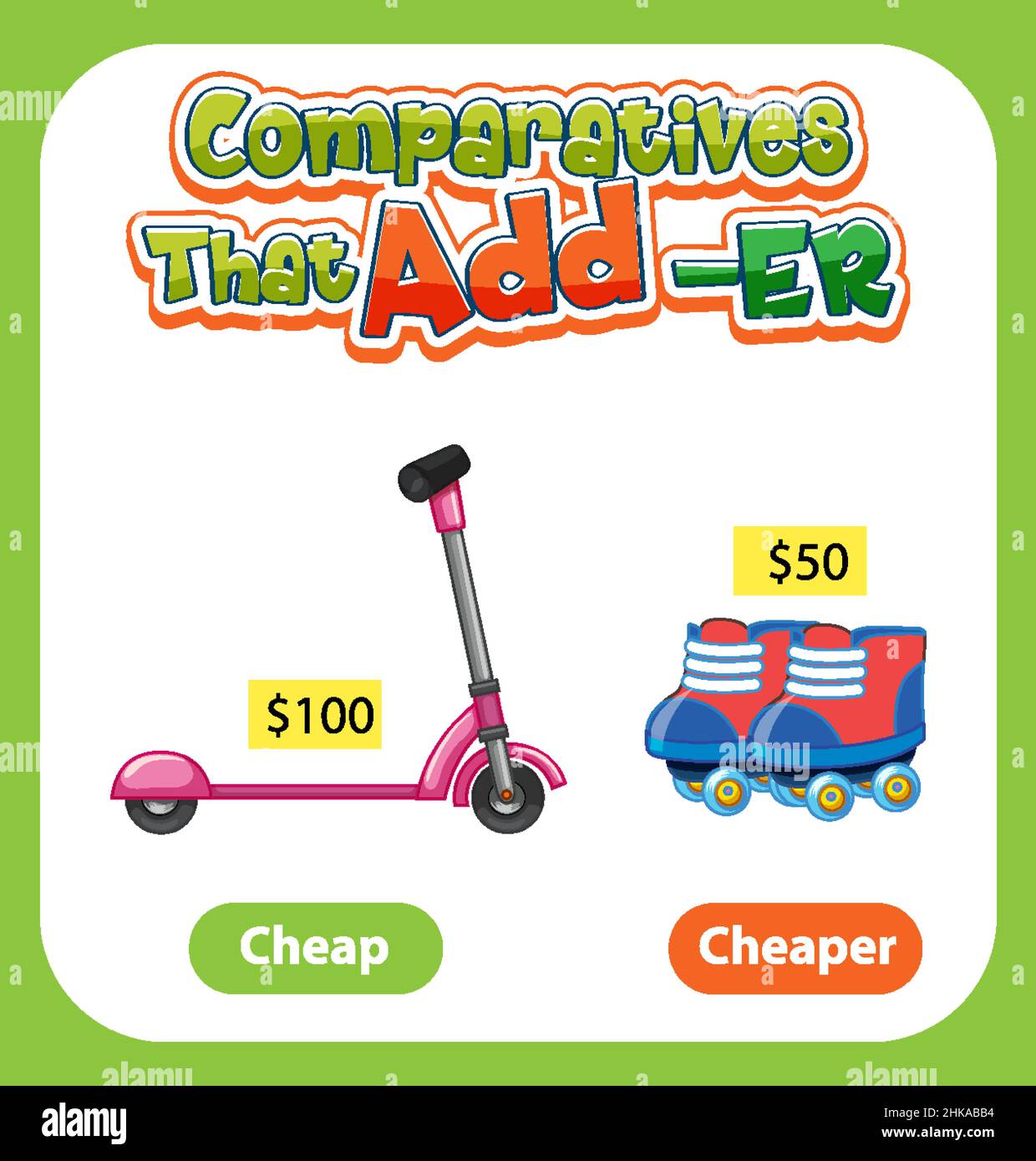 Comparative adjectives for word cheap illustration Stock Vector Image ...