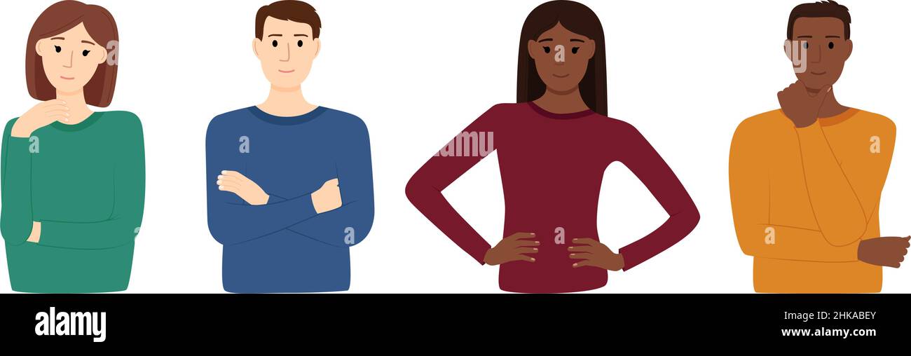 Group of multiracial people on white background, vector illustration ...