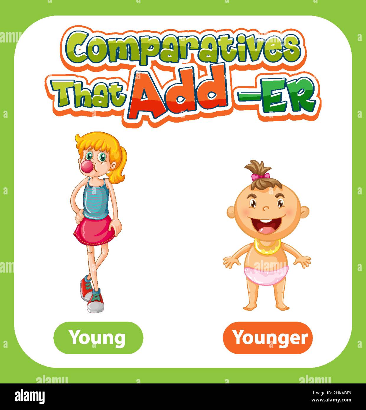 Comparative adjectives for word young illustration Stock Vector Image ...