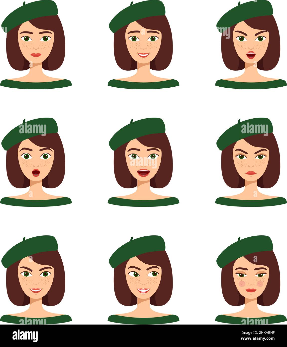 Cartoon girl emotions and expression Cut Out Stock Images & Pictures ...