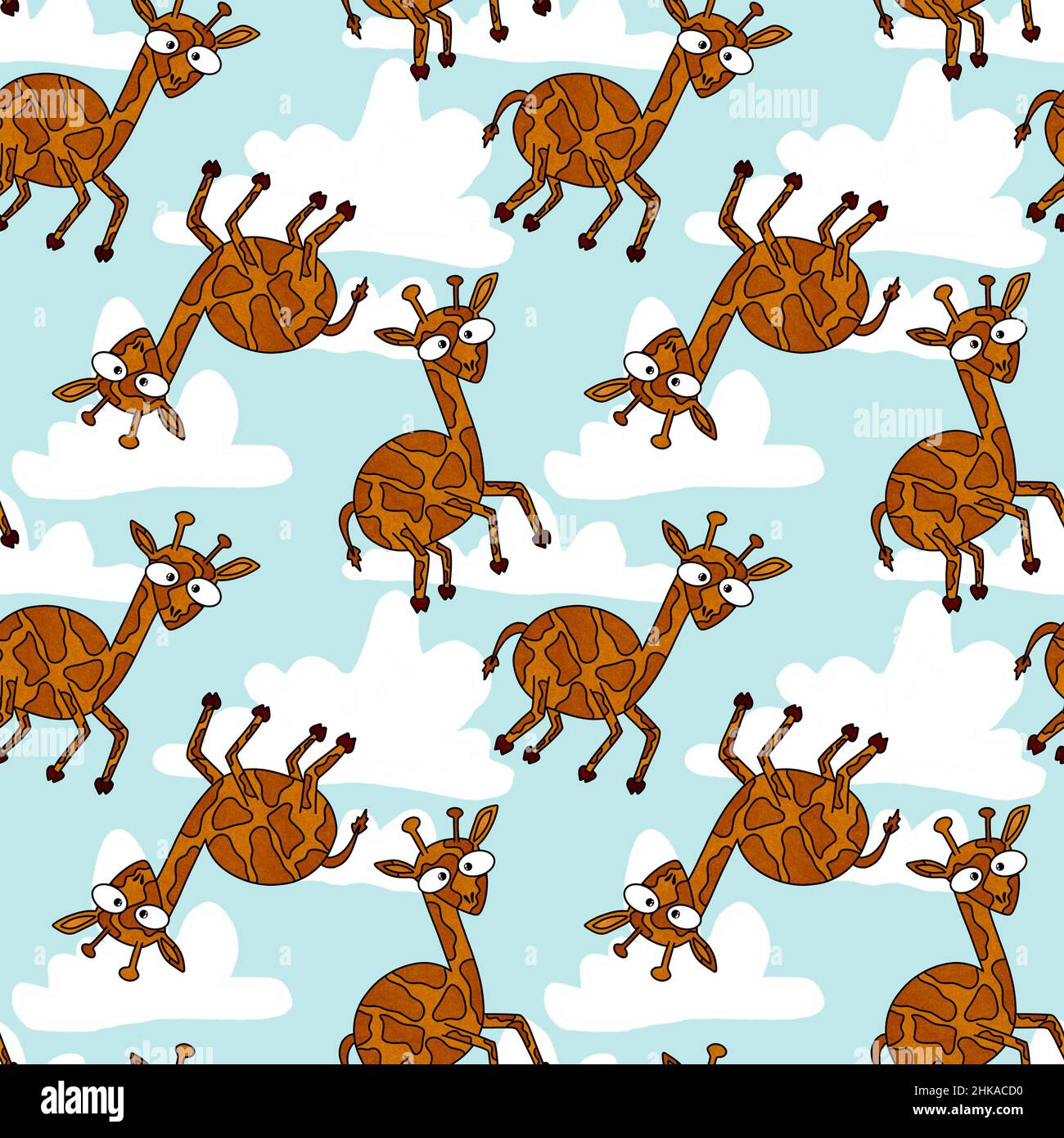 Kids seamless cartoon giraffes pattern for fabrics and packaging and ...