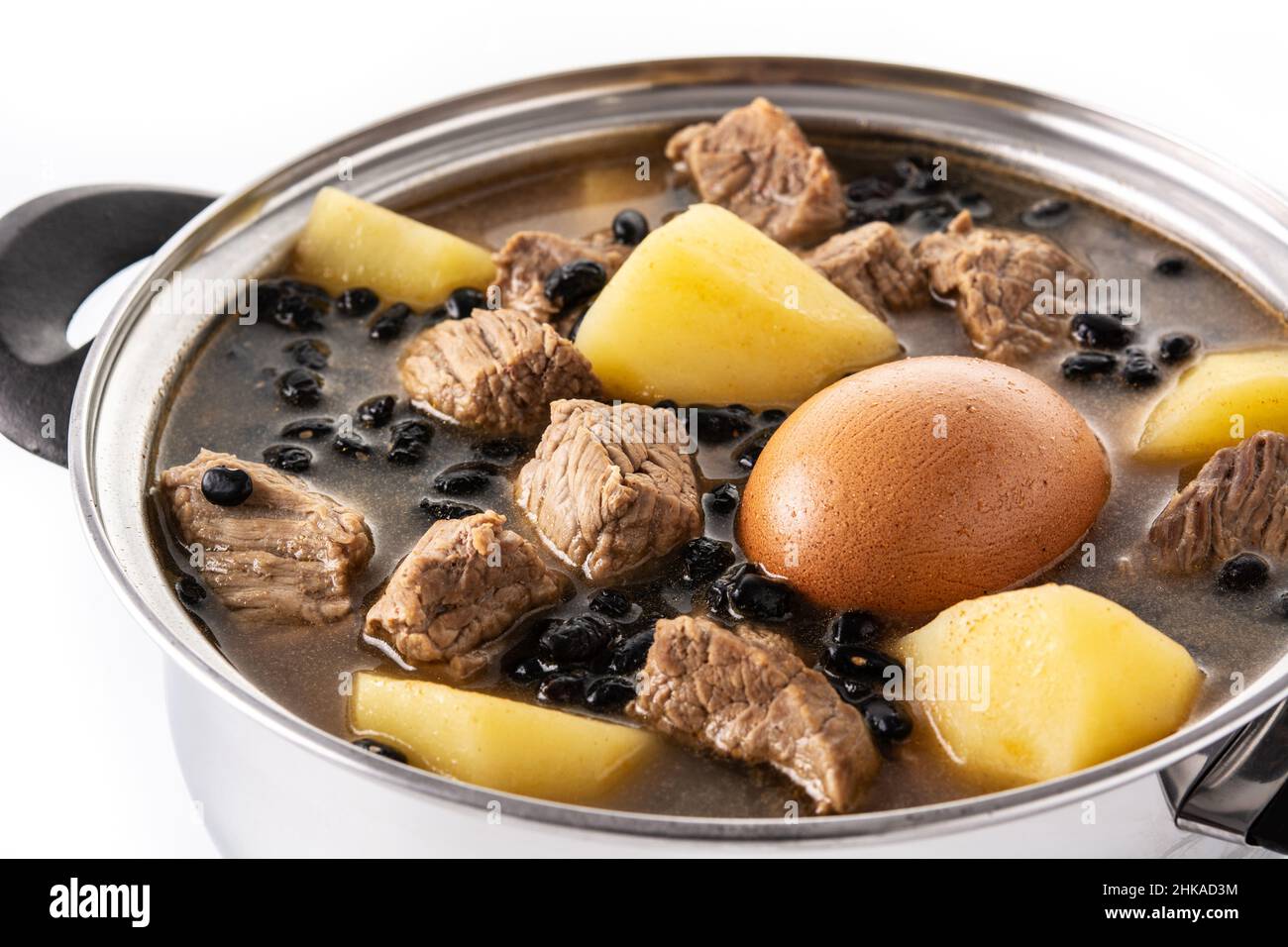 Traditional Jewish cholent isolated on white background. Hamin Stock ...