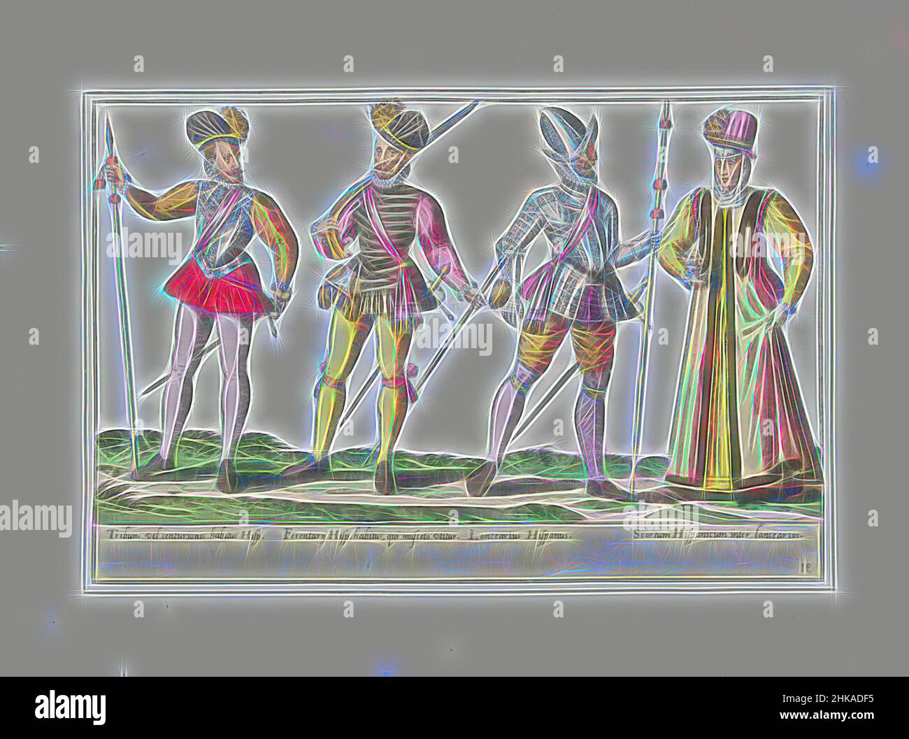 Inspired by Three Spanish soldiers in uniform and a marketeer, ca. 1580 ...