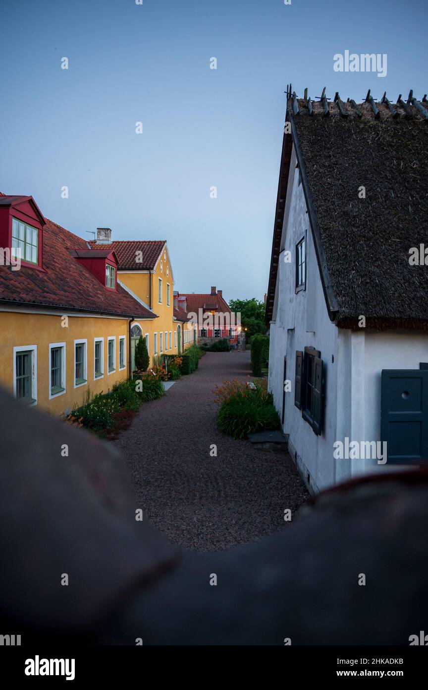 Old buildings with garden in the city center of Lund Sweden on summer ...
