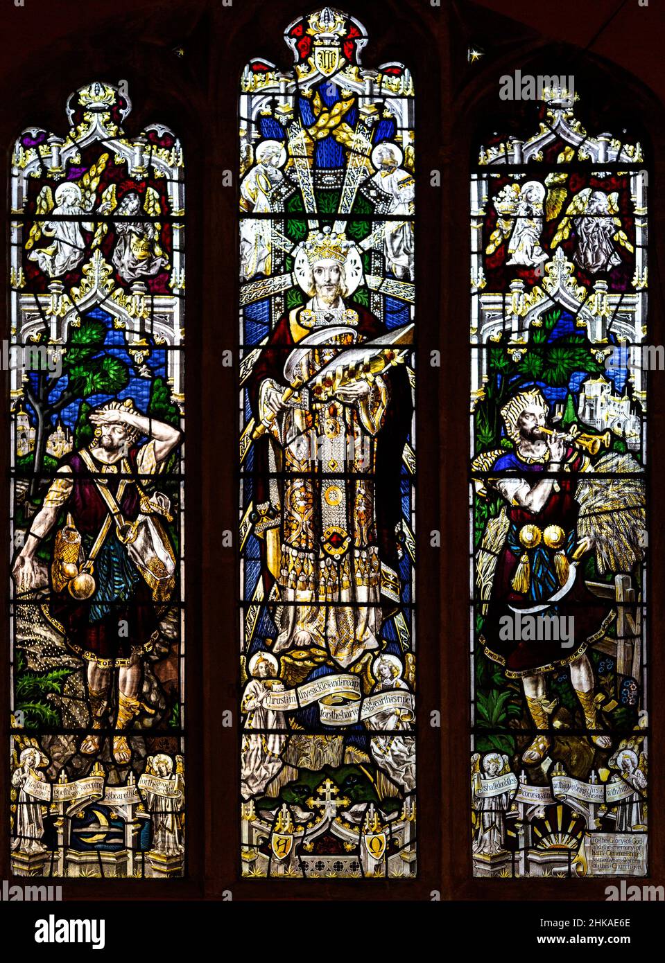 Stained glass window Pakenham church, Suffolk, England, UK c 1913 T F ...