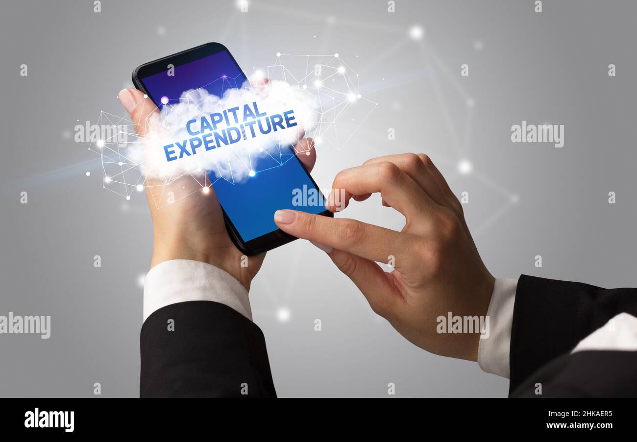 Hand using smartphone with cloud business concept Stock Photo - Alamy