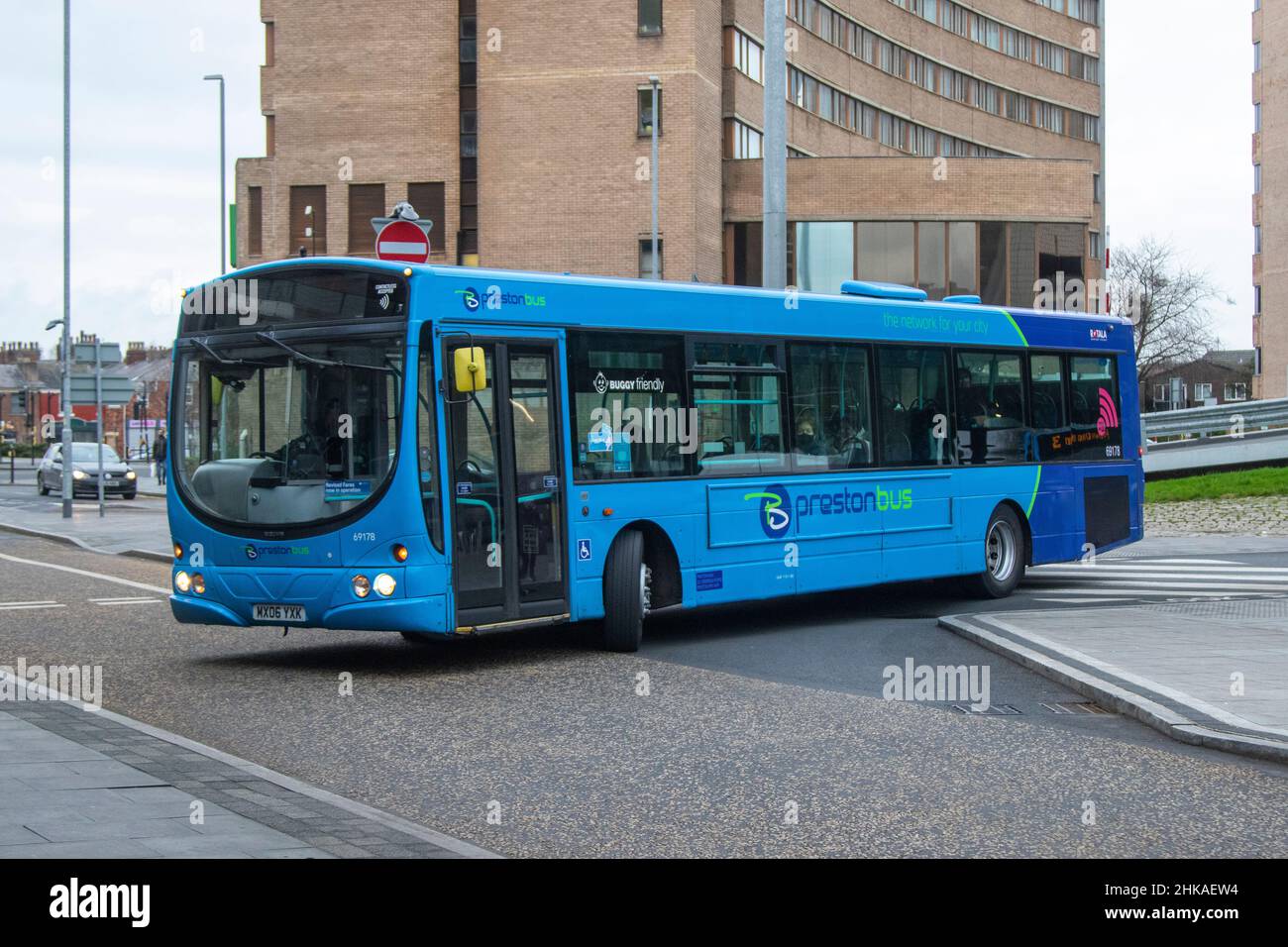 A VOLVO B7RLE single decker bus leaving Preaston Bus Station; Coach ...